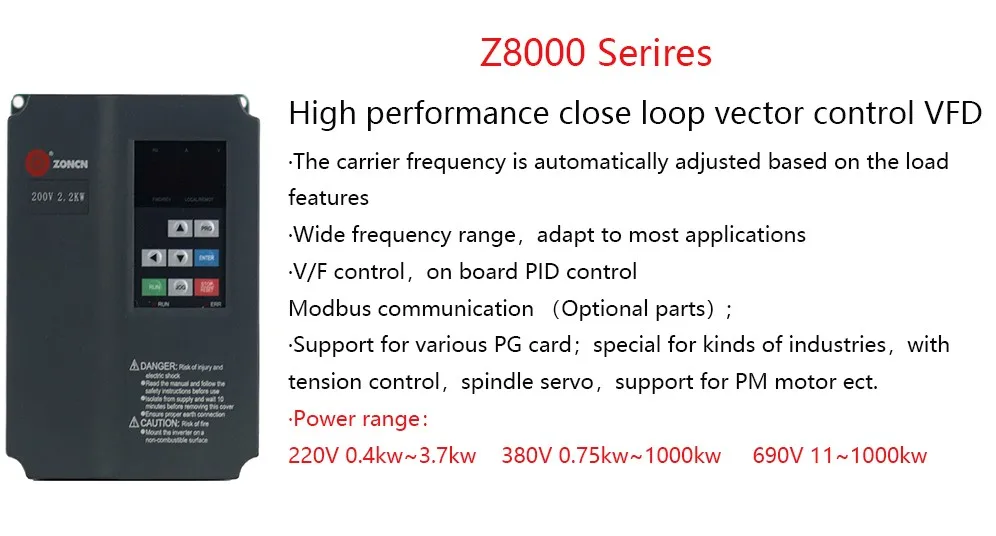 Zoncn Z8000 Vfd Drive Close Loop Vector Control 7.5kw Frequency Inverter For Elevator 220v~380v ...