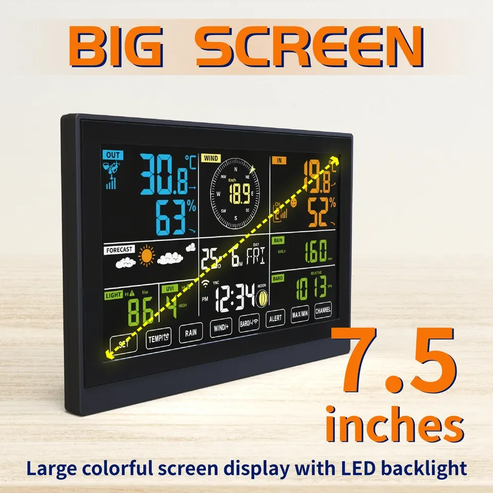 2023 Wifi Tuya Professional Weather Station 7 In 1 With Uvi Light ...