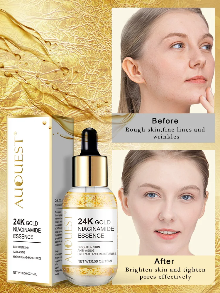 24k Gold Ampere Essence Face Serum Nicotinamide Vc Liquid Whitening ...