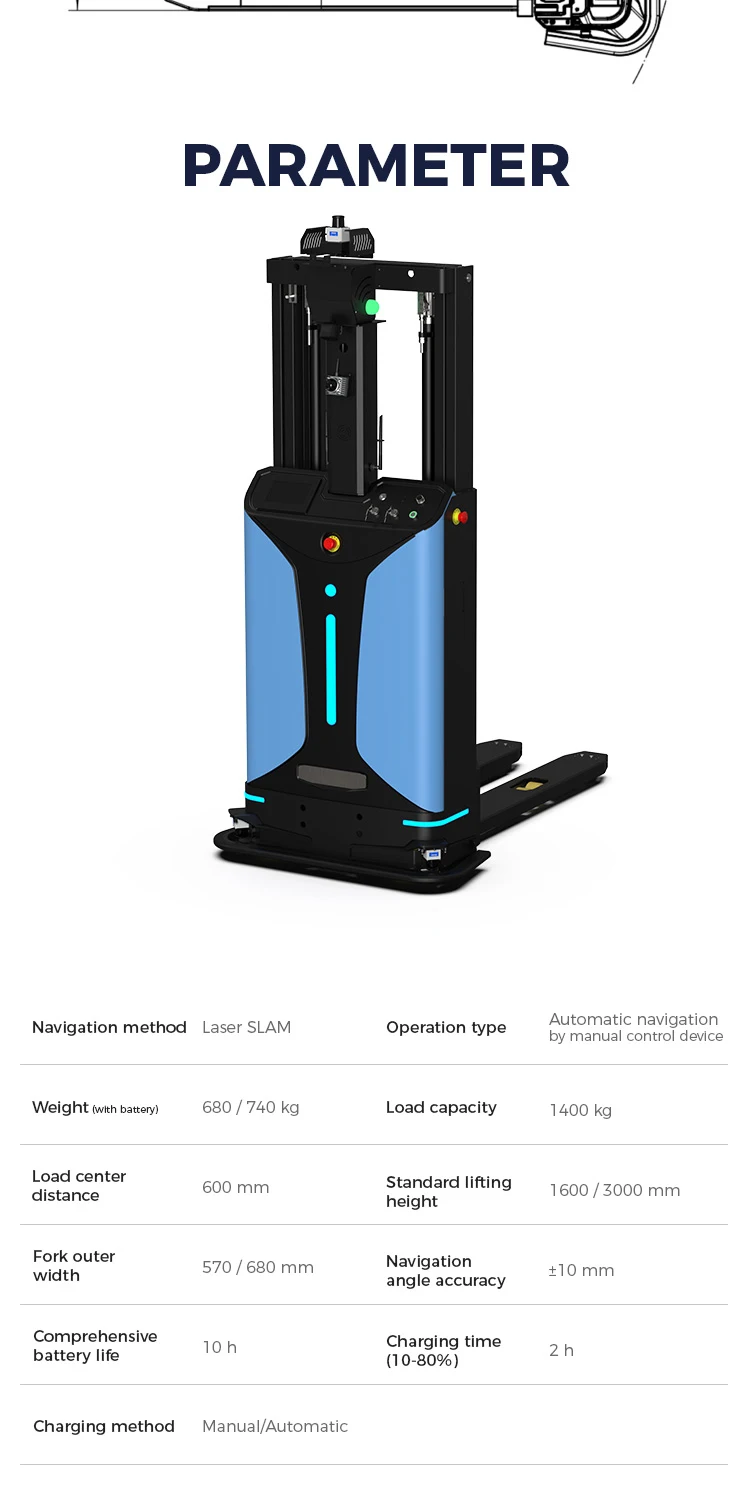 1.5 Ton AGV Robot Pallet for Warehouse Battery Mobile Pallet Jack ...