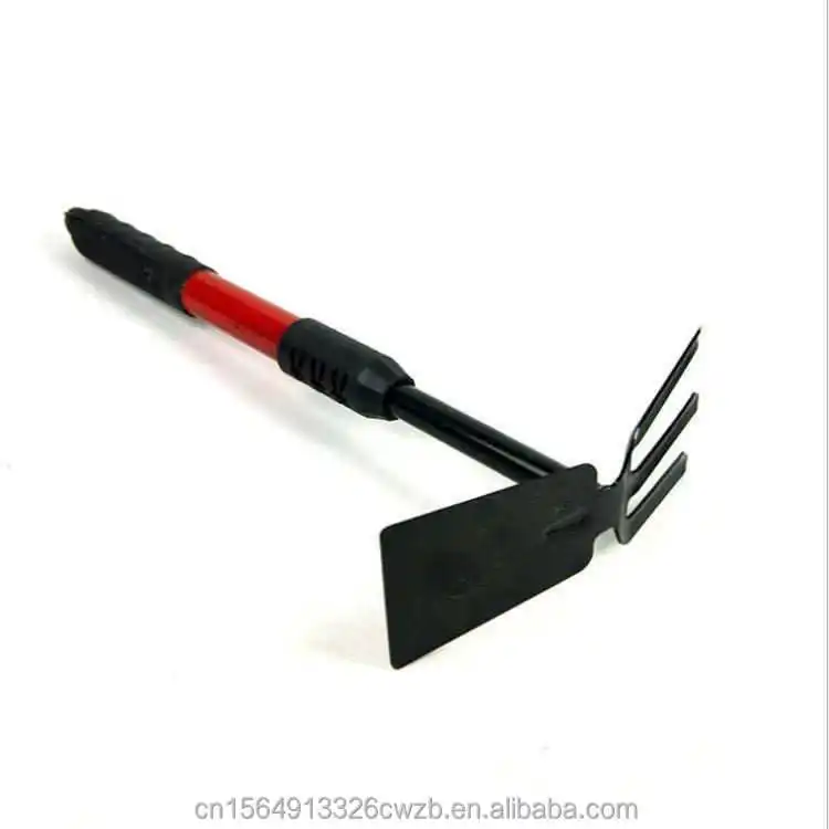 Red Handle Five Tooth Rake & Hand Held Garden Shovel Tool Set, Oem
