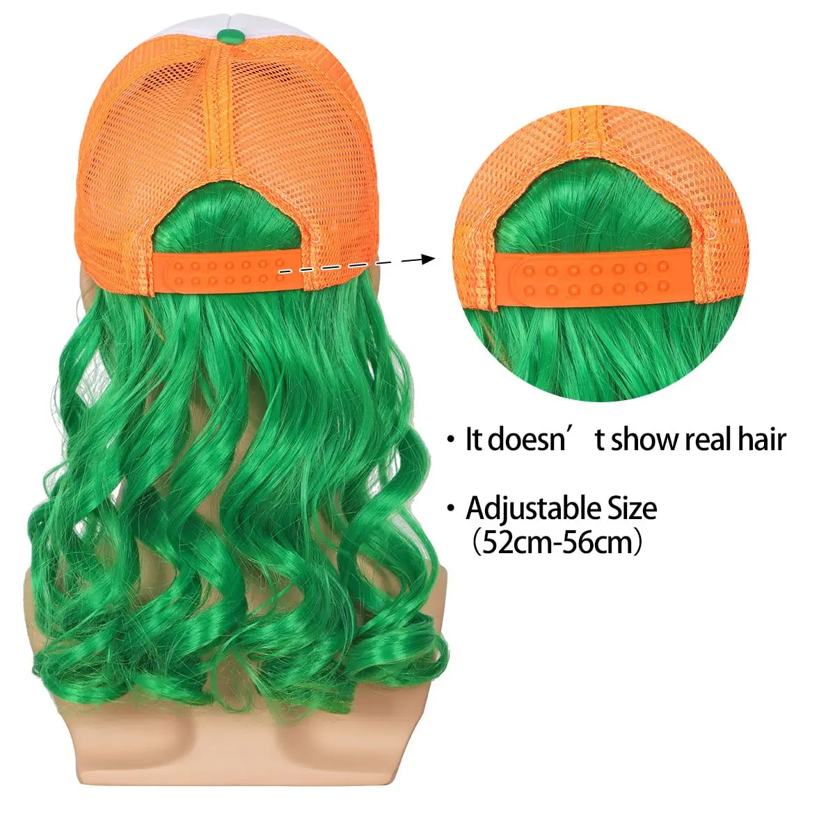 Green White and Orange Mullet Hat Wig for St Patrick Day