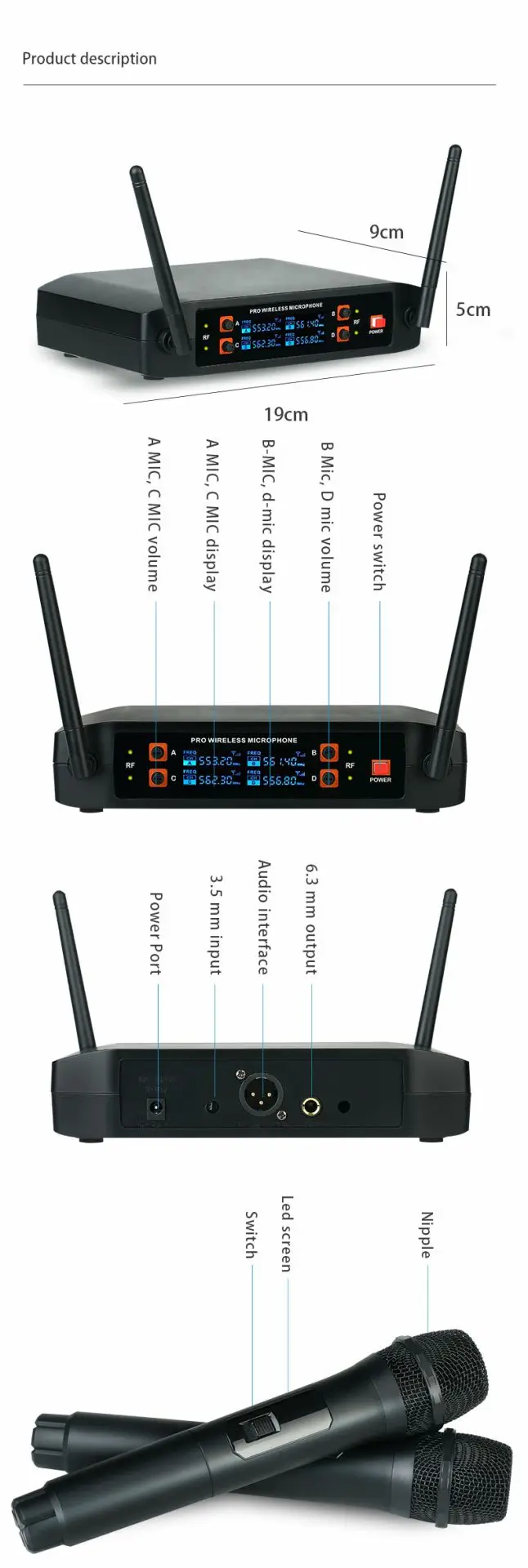 Professional UHF Wireless Microphone System for Karaoke