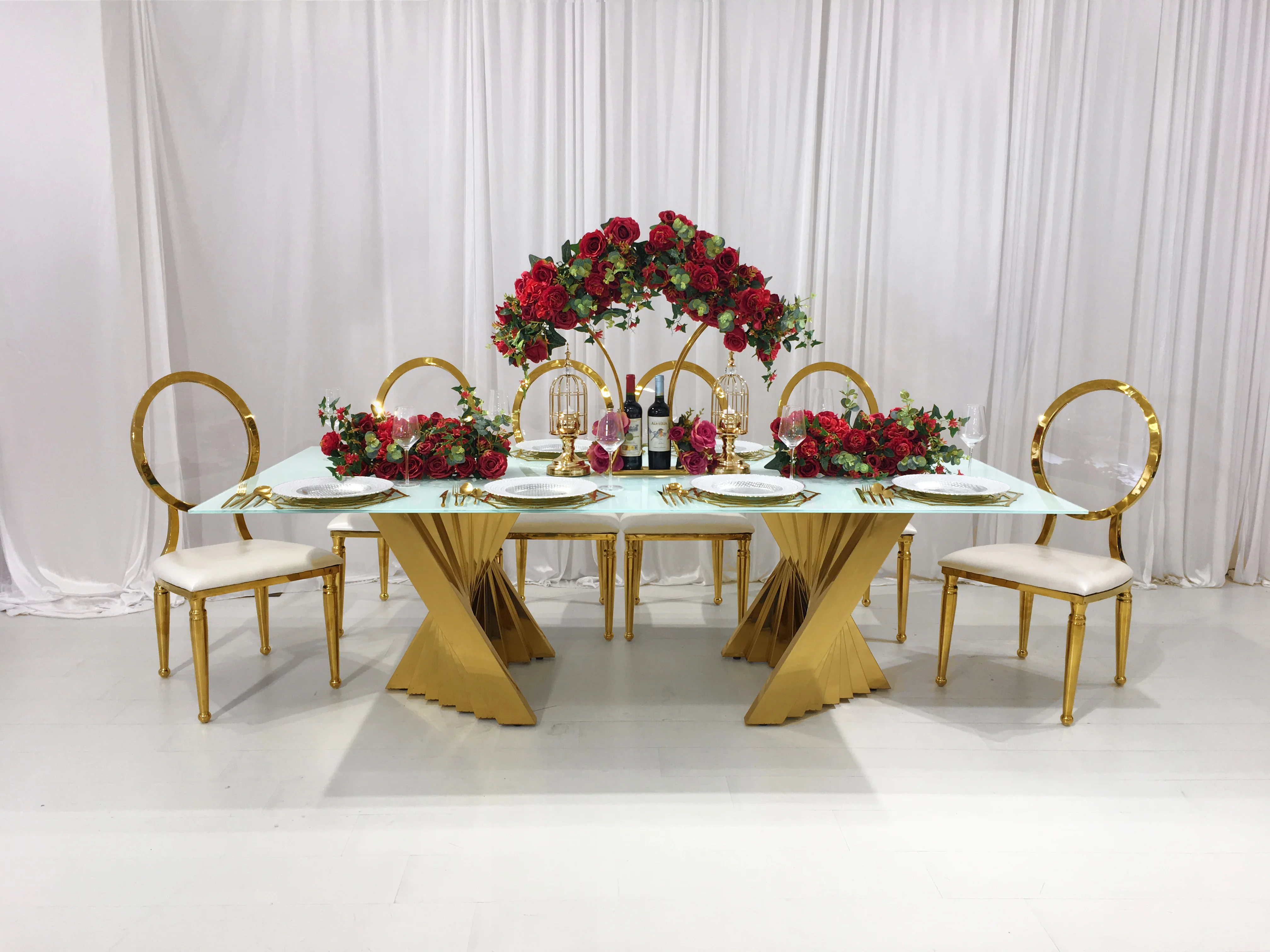 Luxury Gold Stainless Steel Bridal Party Table for Events