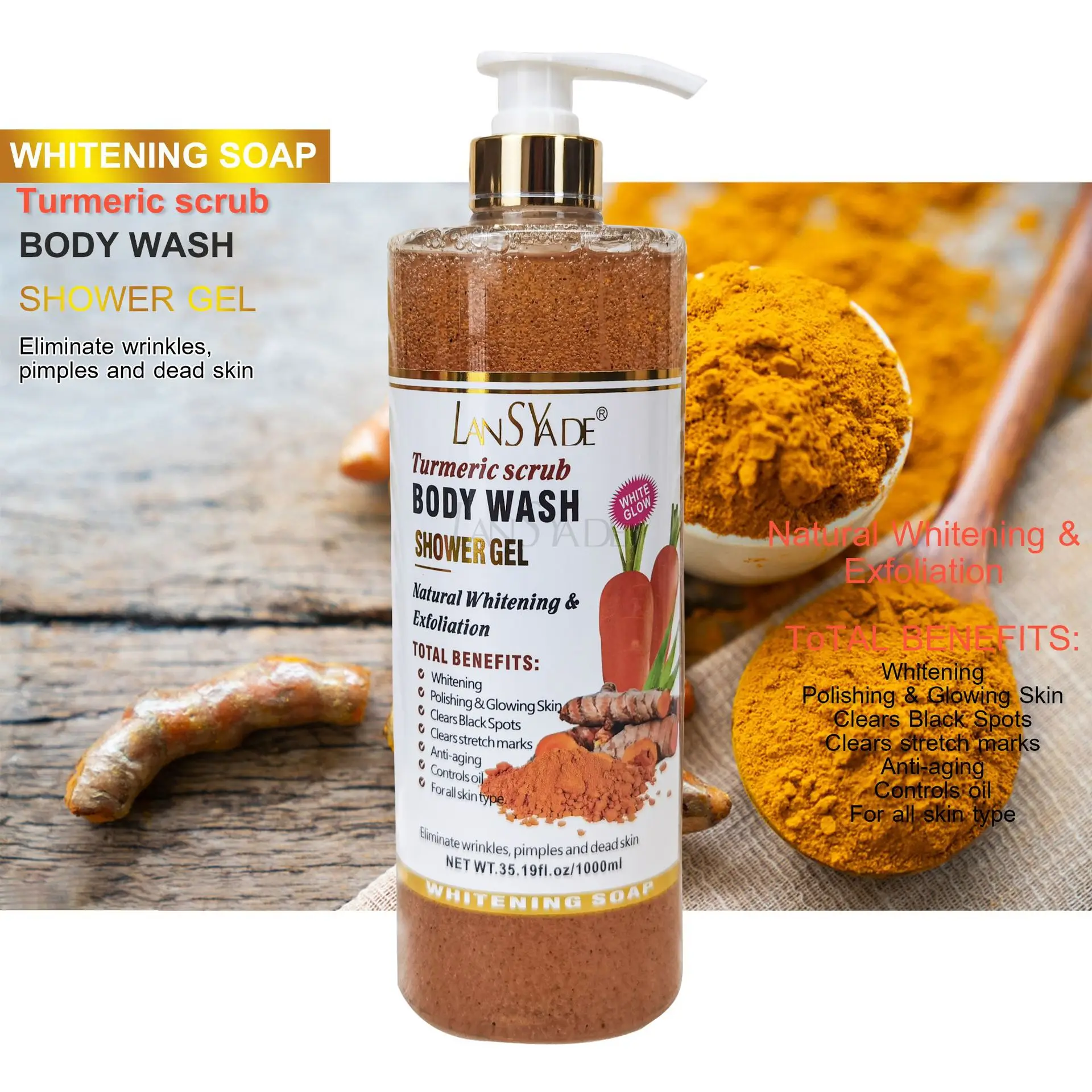 LANSYADE Shower Gel - High Quality Exfoliating Body Wash