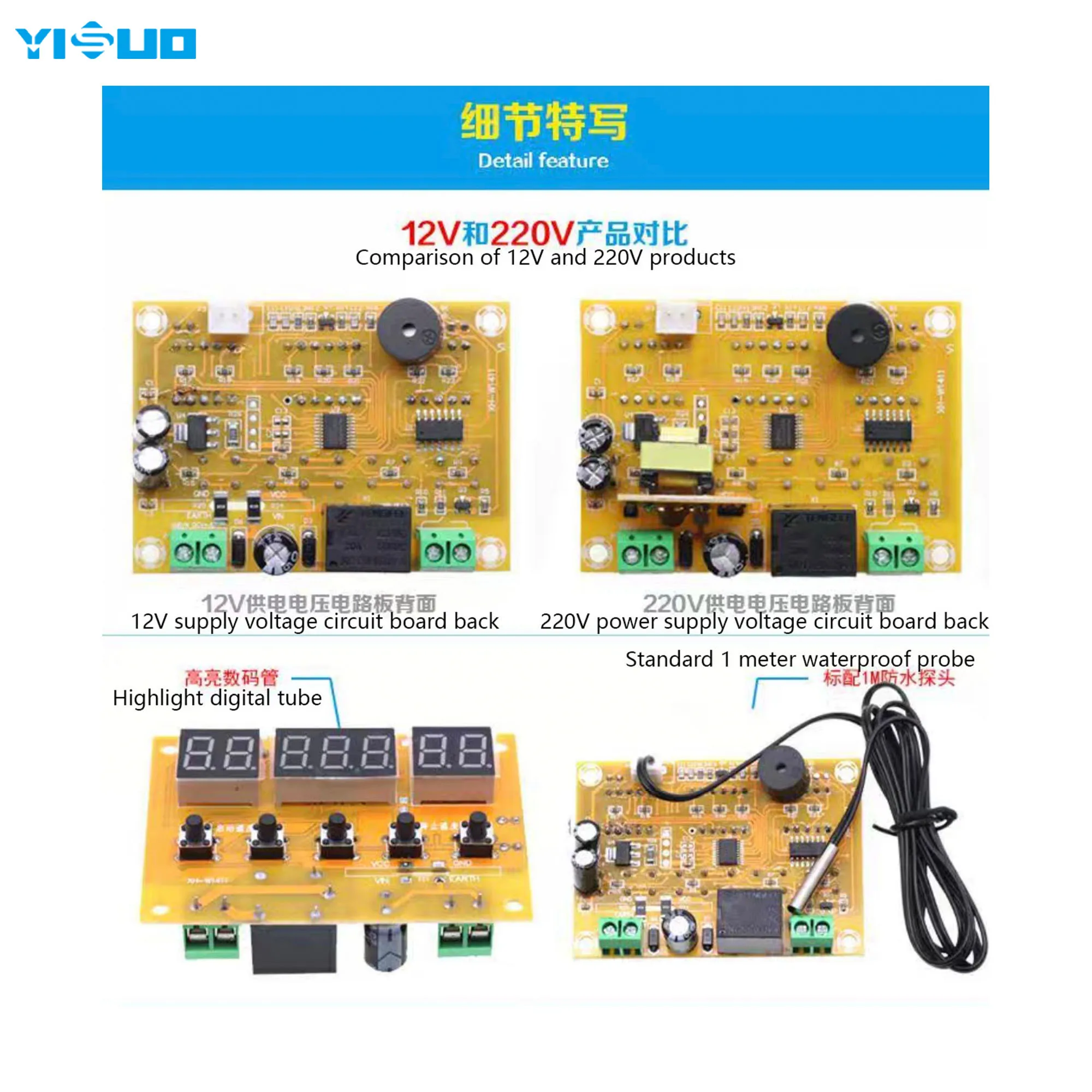 Ys-xh-w1411 Temperature Controller Digital Display Multi-function Temperature Instruments Switch ...