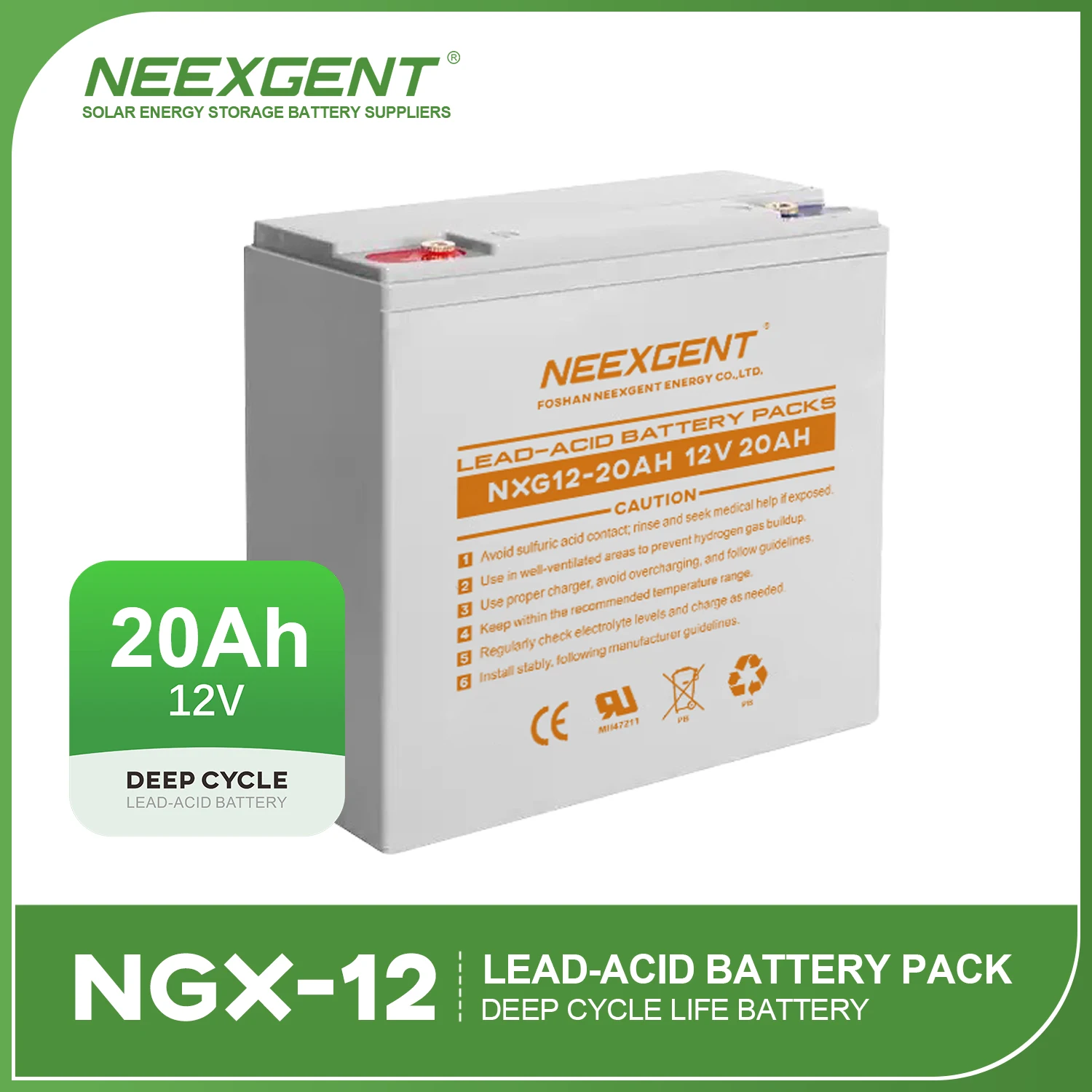 Neexgent Lead Acid Battery 12v 20ah 50ah 80ah 100ah 150ah 200ah Gel ...