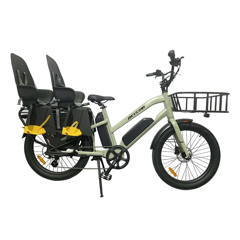Food Delivery Ebike Electric Cargo Bike Long Tail Family Dual Batteries ...