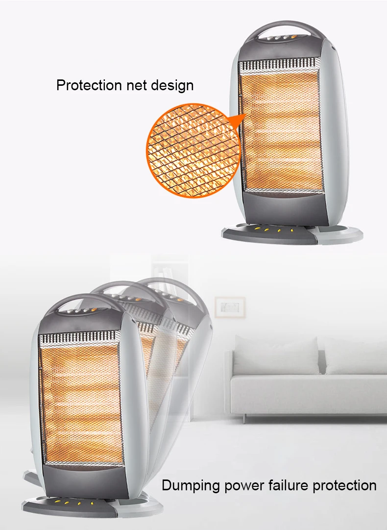 Halogen Infrared Heater 1200W, Electrical Infrared Heater Fan, Indoor ...