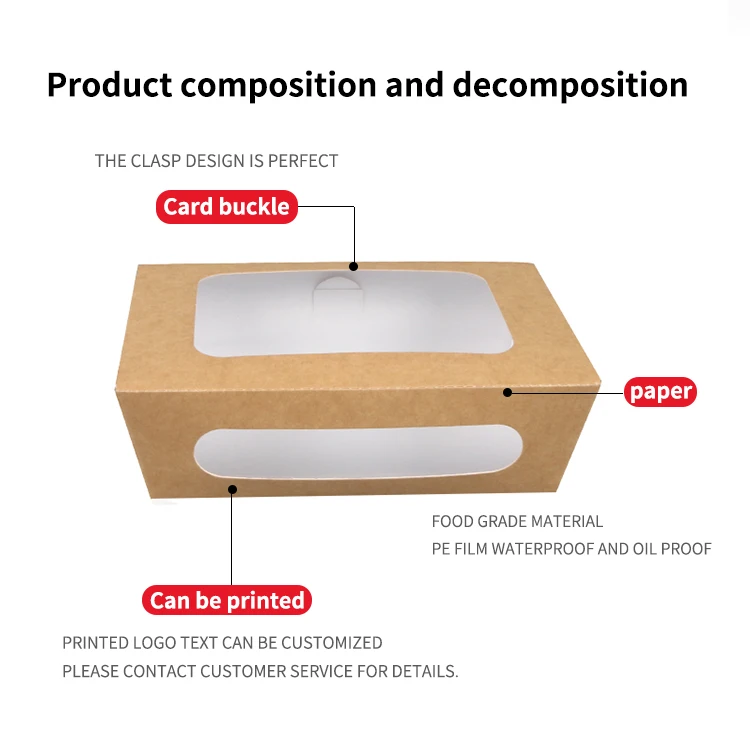 Custom Disposable Kraft Takeaway Clear Window Paper Box Foldable ...