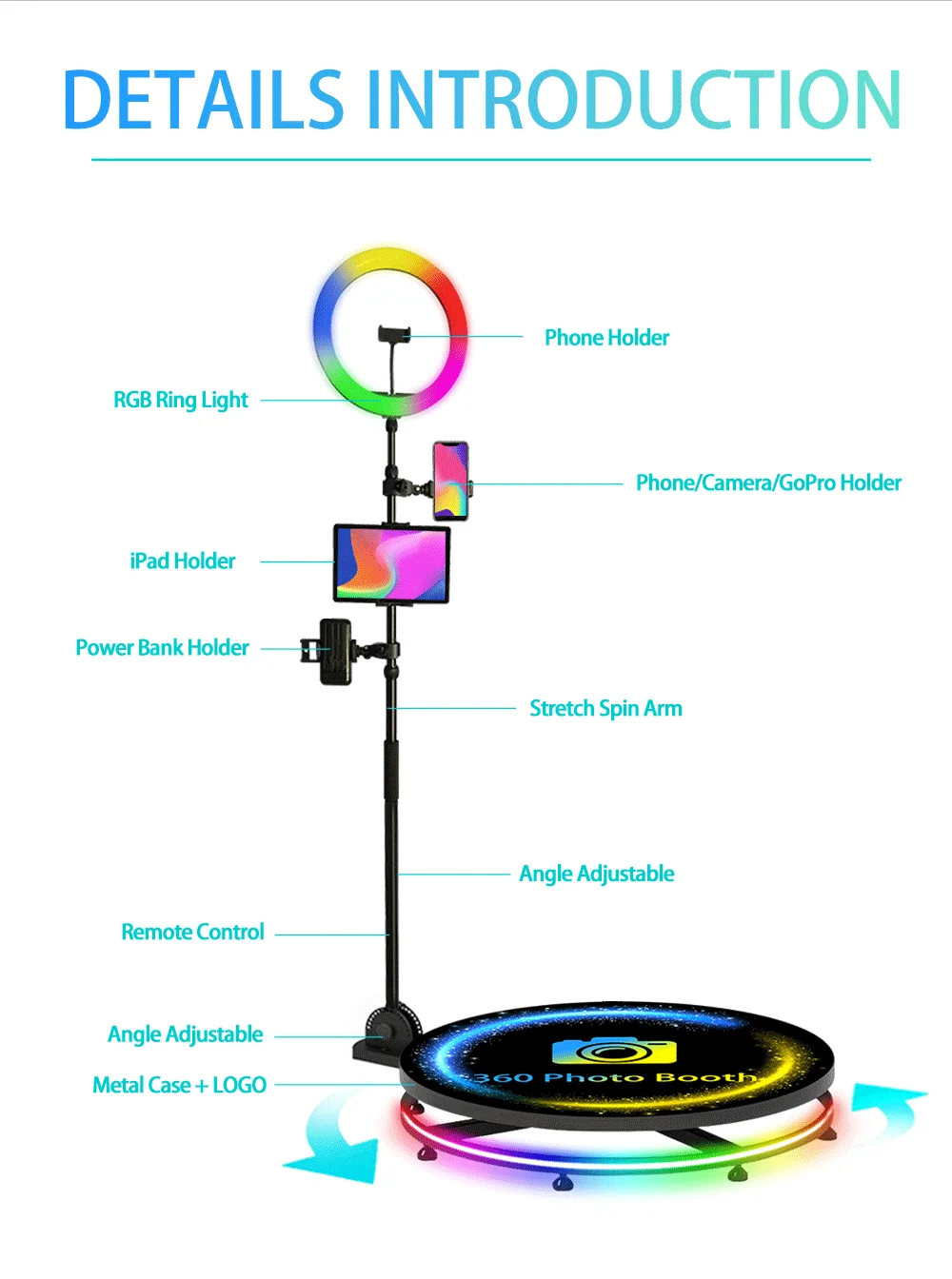 Camera 360 Photos Booth Cabin 60-115cm 360 Photobooth 68 80 100 115cm ...