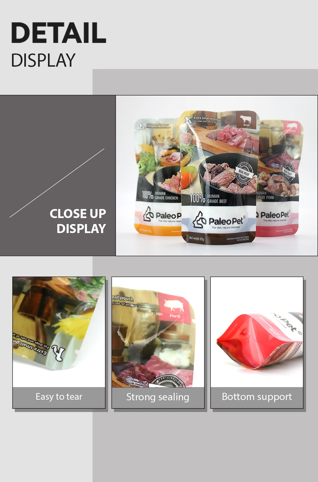 High Temperature Retort Packaging Bag Small Stand Up Cat Wet Food In Jelly Pouch Retort Pouch ...