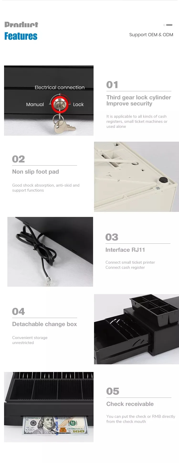 New Design A4 Size Pos Cashier Box Mini Cash Drawer With 3-position ...