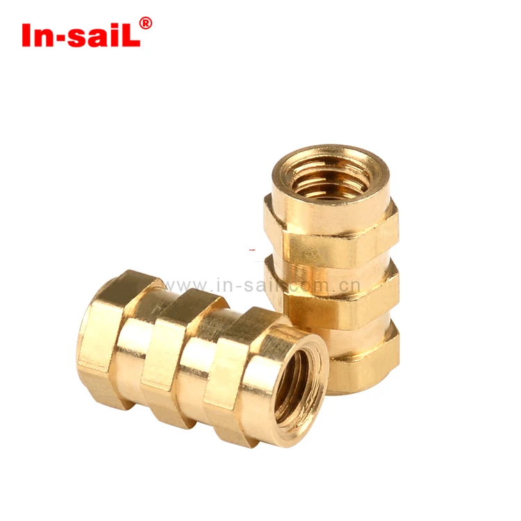 Hexagon Brass Threaded Injection Moulded Inserts Nut M8 - Buy Insert ...
