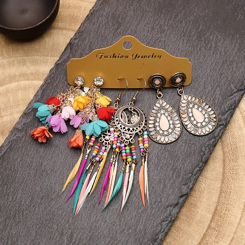 Wholesale Cheap Stocks Selling New Earrings Multi-piece Set Tassel ...