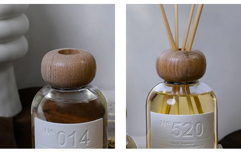 Transparent Reed Diffuser Perfume Bottle with Wood Cap