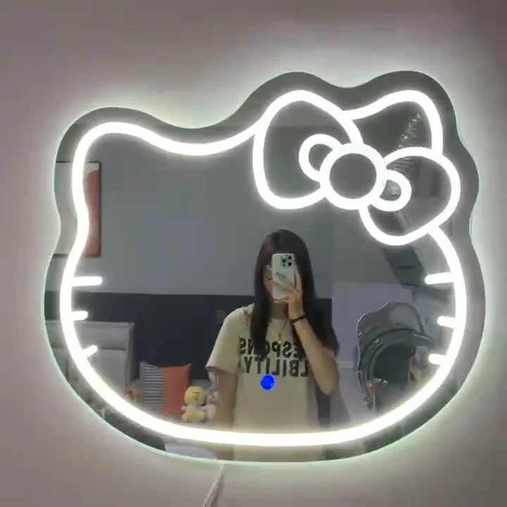 Pink Hello Kitty Vanity Mirror Led Touch Dimmer Makeup Dressing Glass ...