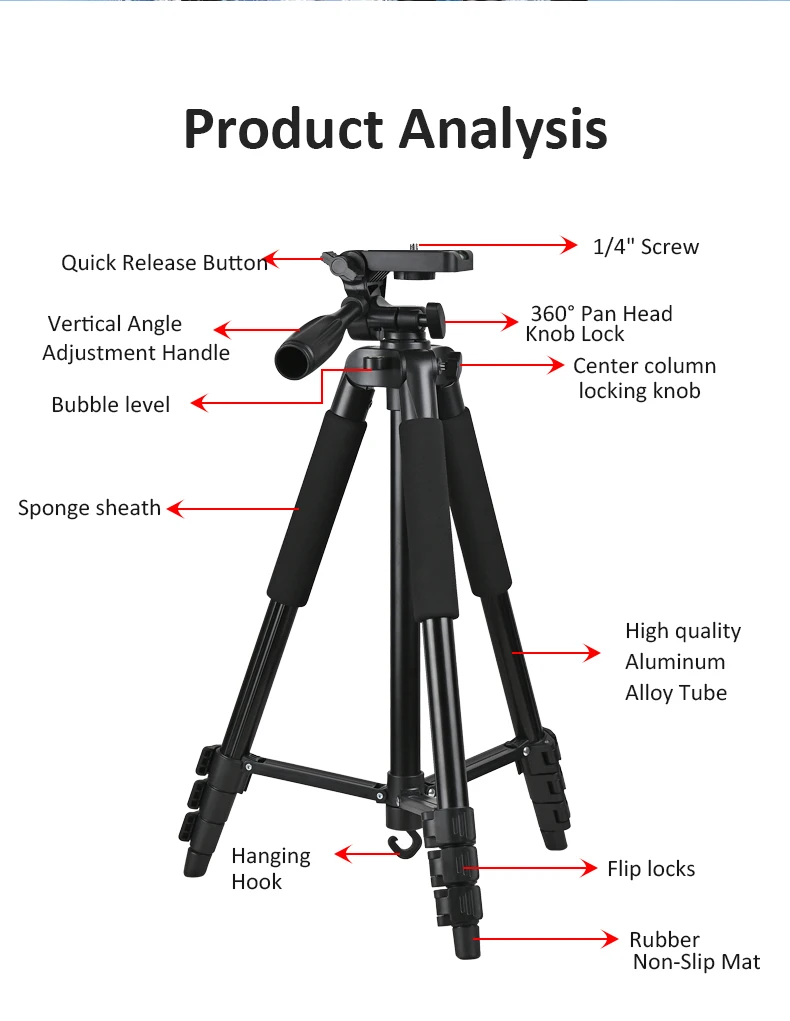 360 Degree Adjustable Portable Video Recording Camera Tripod Stand ...