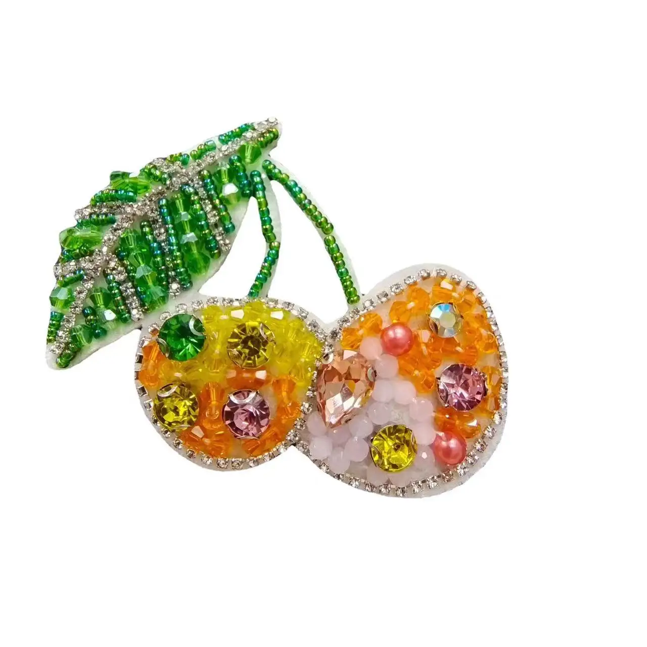 ZSY Colorful bead cherry fruit patch sew on design crystal rhinestone ...