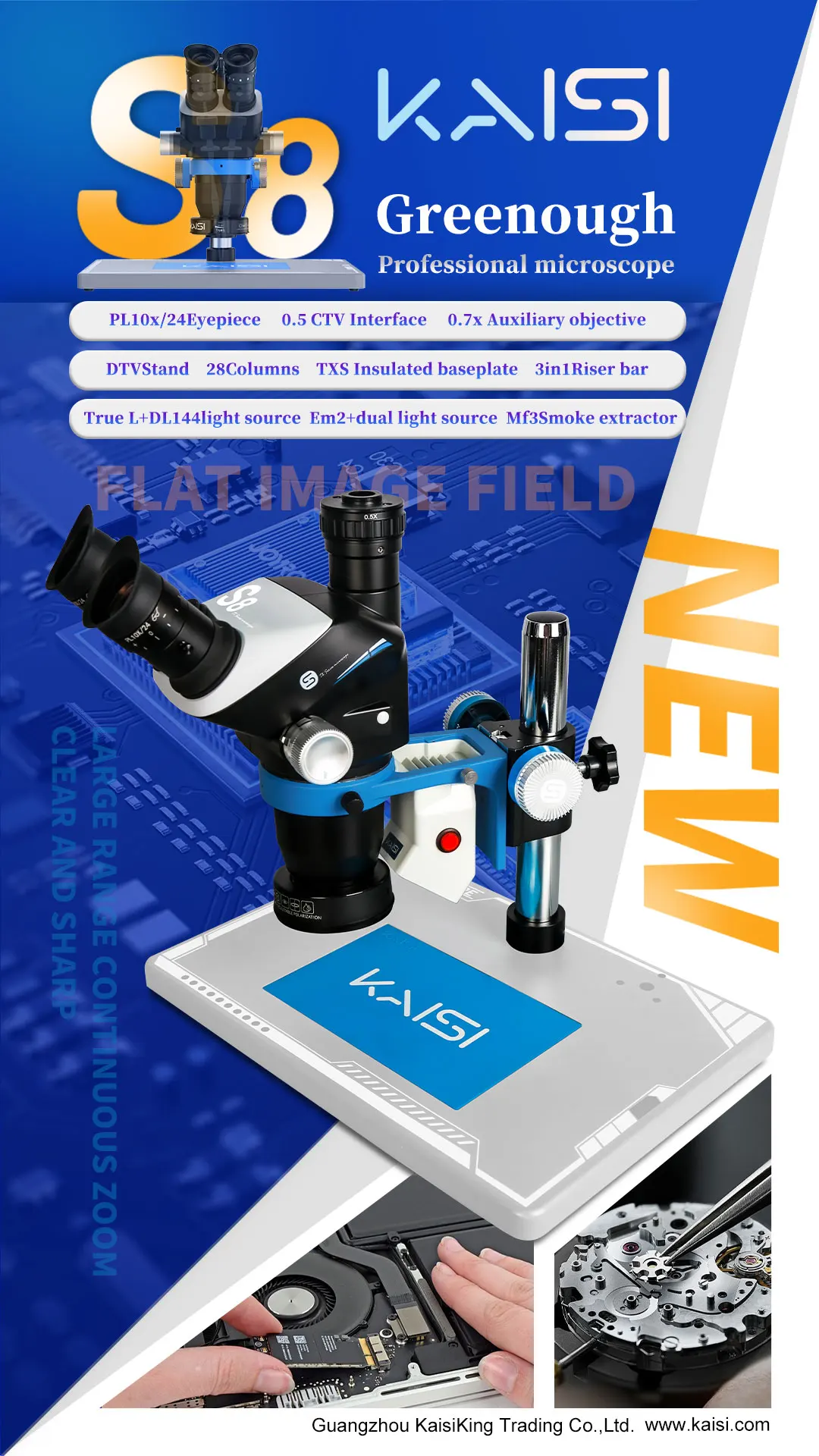 Kaisi S8 Trinocular Microscope for Phone Repair & Jewel Observation ...