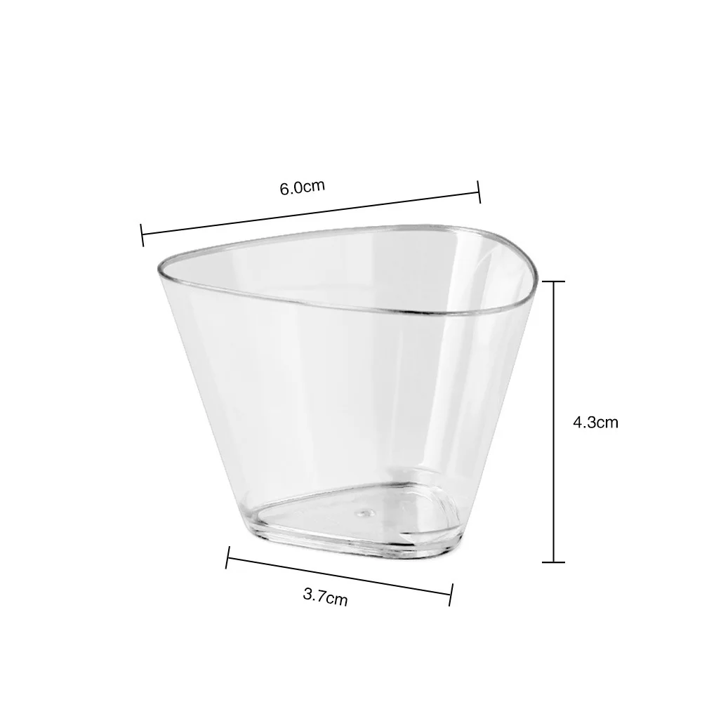 2oz Triangular Clear Plastic Cup Yogurt Pudding Mousse Cake Cup Fruit ...