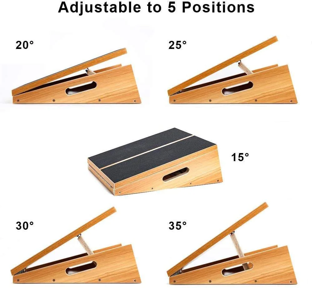 Adjustable Wooden Slant Board Calf Stretcher Non-slip Wooden Incline ...