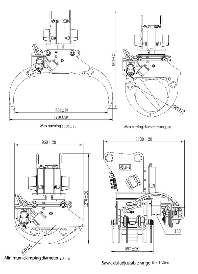 Rotation Excavator Hydraulic Log Grab Saw Computer Controlled Wood ...