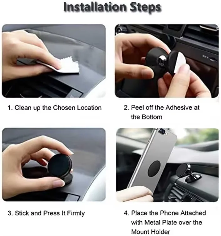 Universal 360 Degrees Rotation Strong Magnet Car Phone Holder Mount ...