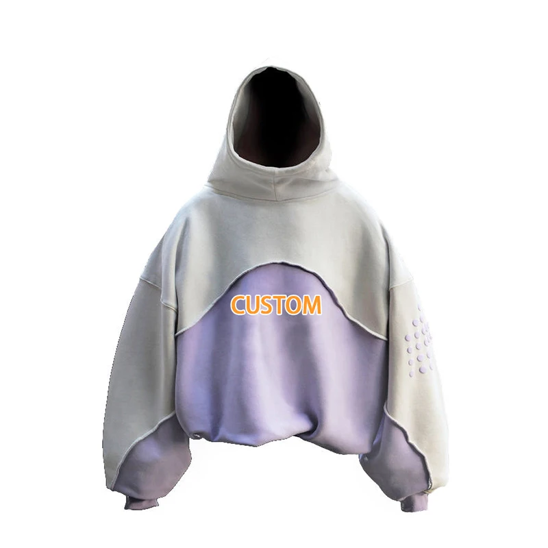 Custom Color Block Men Oversized Heavyweight Hoodie Cut And Sew ...