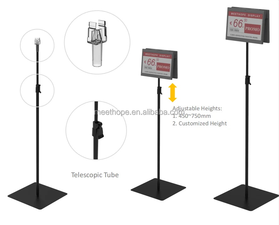 ESL Double-sided Display Telescopic Sign Holder Metal Tube Stand ...