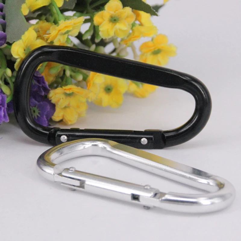 Black Carabiner Caribeaner Clip, 81MM Large Aluminum D Ring Shape ...