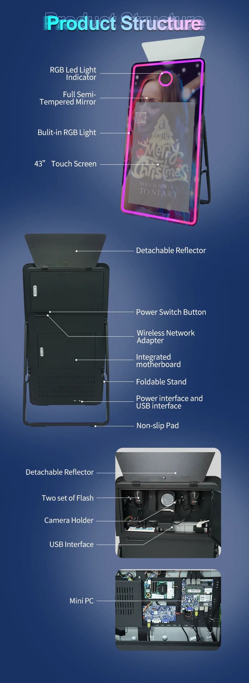 Mirror Photo Booth - Portable Tower with Touch Screen