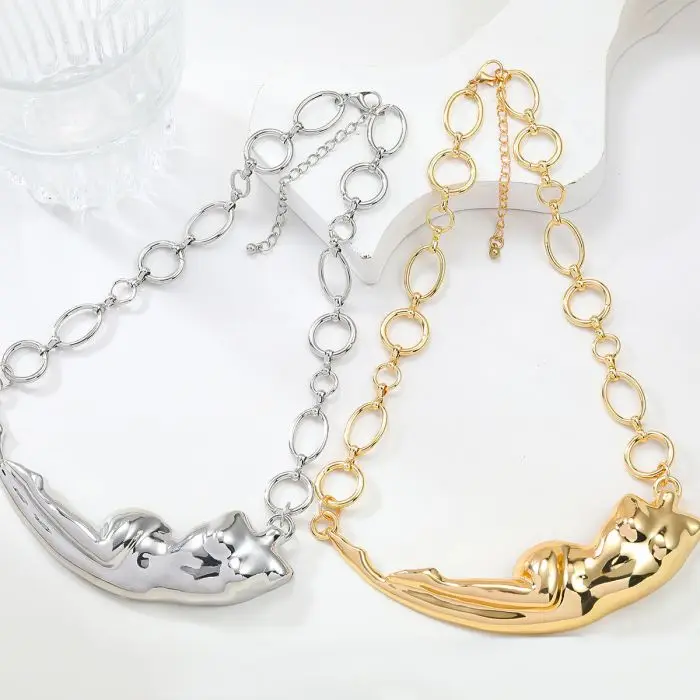 2024 Brand ZA Human Body Model Metal Figure Link Necklace