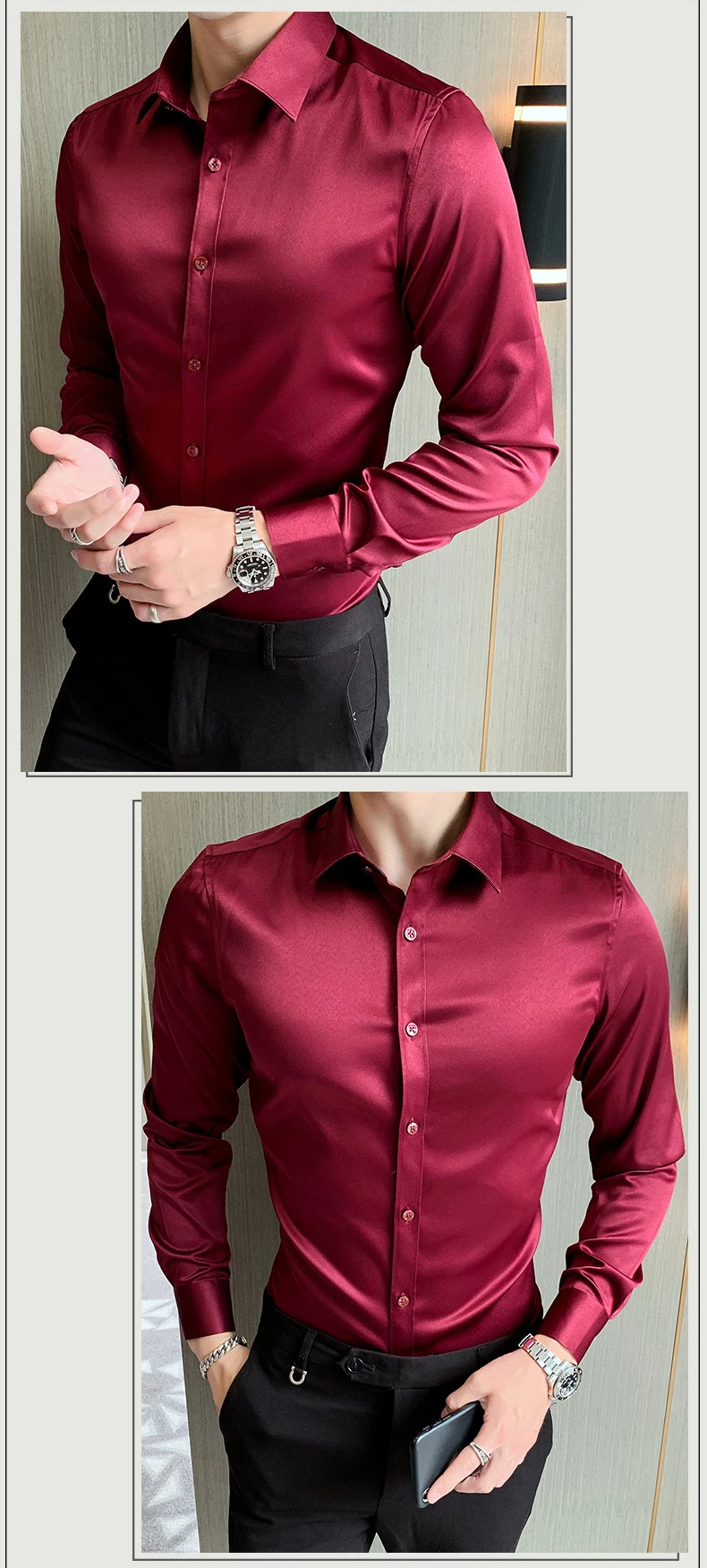 Factory Wholesale Shiny and Elegant Men's Luxury Formal Shirt Long ...