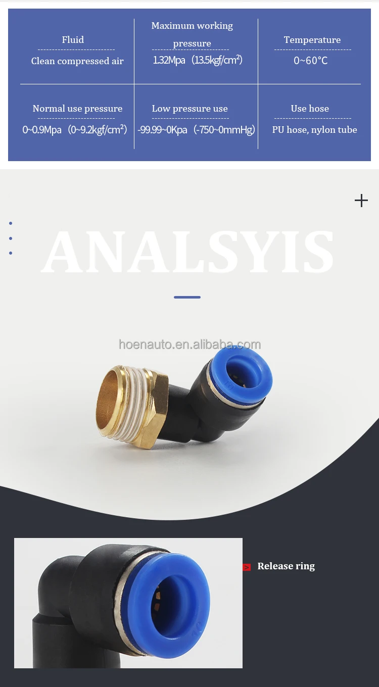 Pl Plastic Pneumatic Fitting Push To Connect Fitting Elbow Male Thread ...