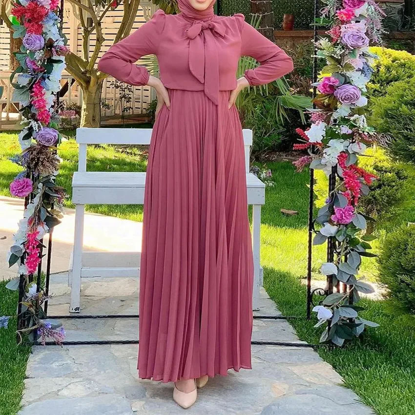 Elegant Islamic Clothing Women Pleated Loose Arabic Abaya Designs ...