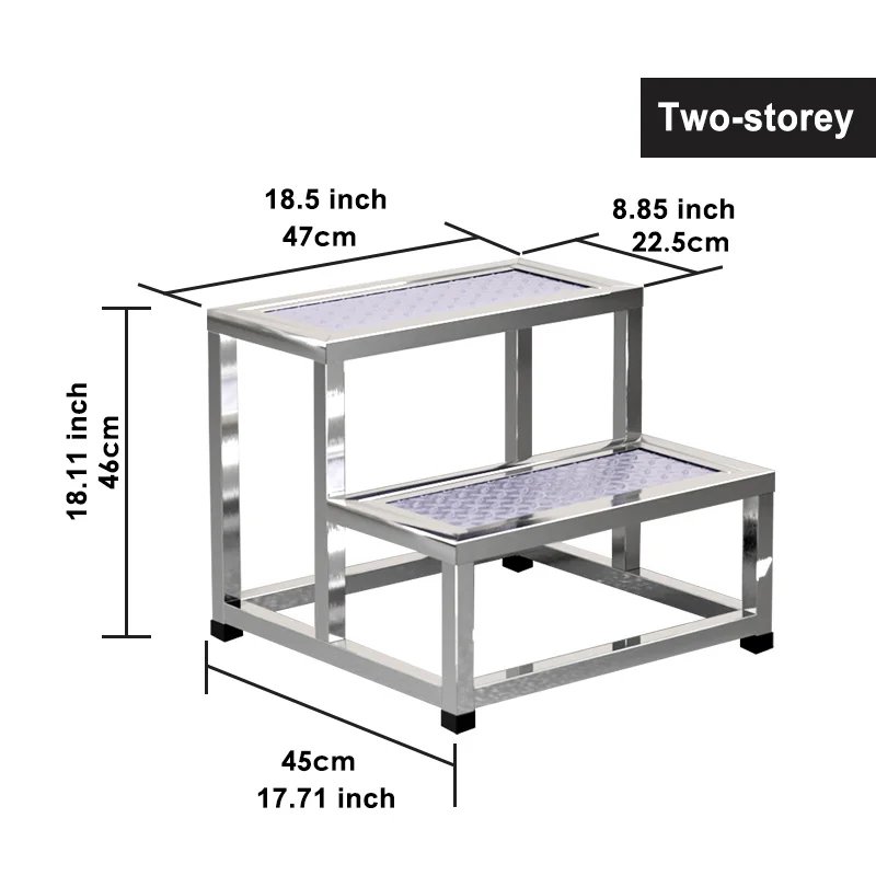 Portable 3-Storey 304 Stainless Steel Step Ladder for Hospital Surgical ...