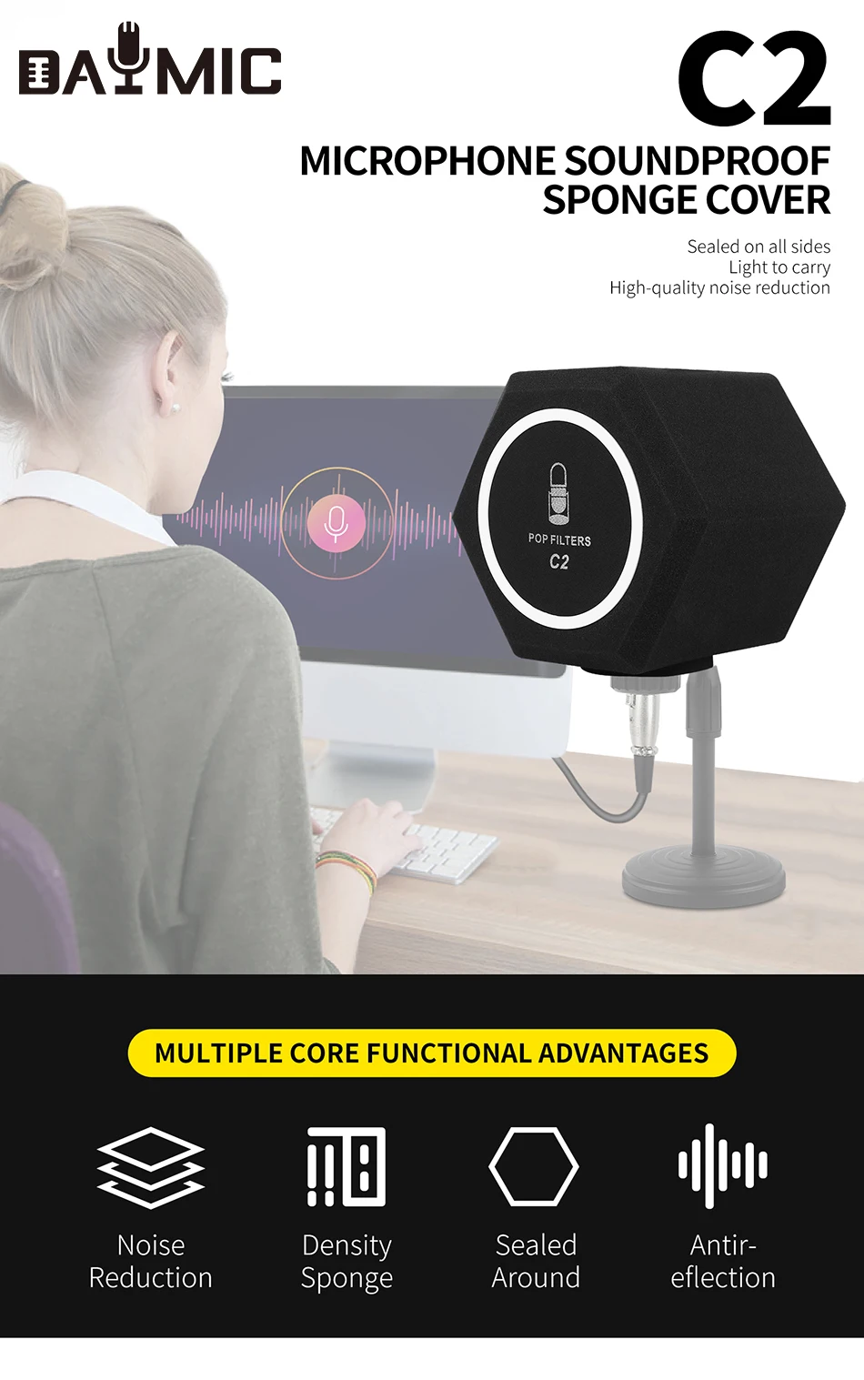 C2 Studio Recording Wired Mic Isolation Shield Windscreen Anti-P OP Microphone Filter| Alibaba.com