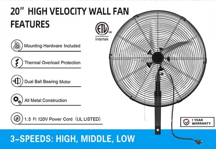 2024 Industrial Wall Fan 20 Inches Industrial Fan Wall Mounted ...