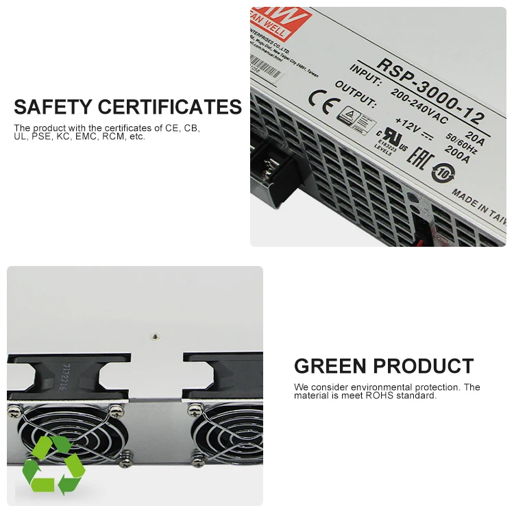 RSP-3000-12 Meanwell 3000W 12V Power Supply for Industrial Use