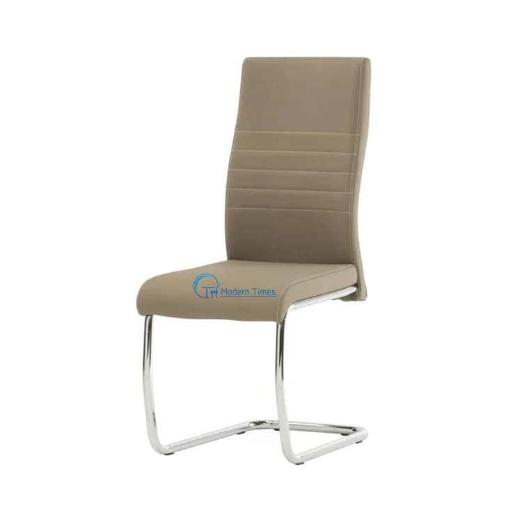 Modern Cheap Z Shape Leather Seat Metal Chrome Legs High Back Dining ...