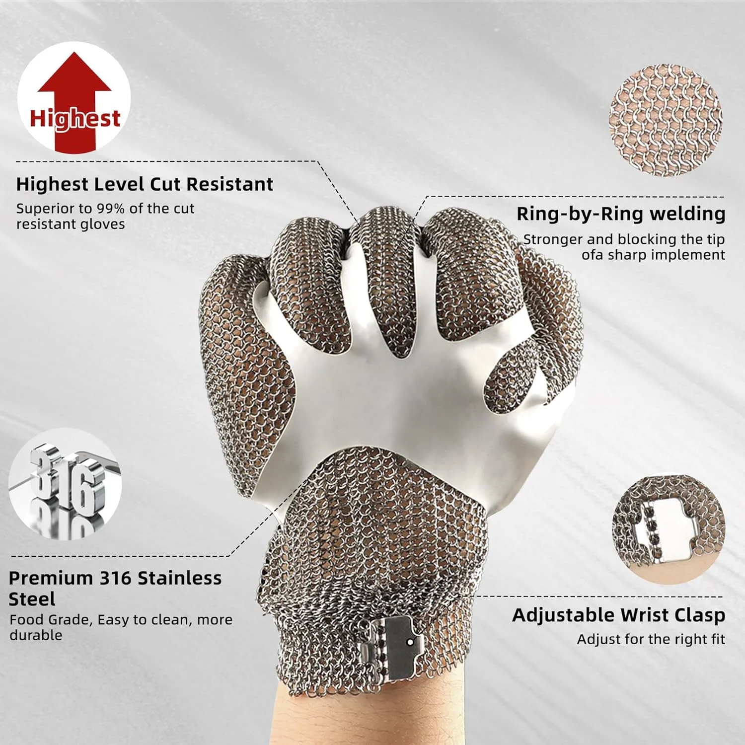 Factory Price Level 9 Cut Resistant Glove Stainless Steel Mesh Metal ...