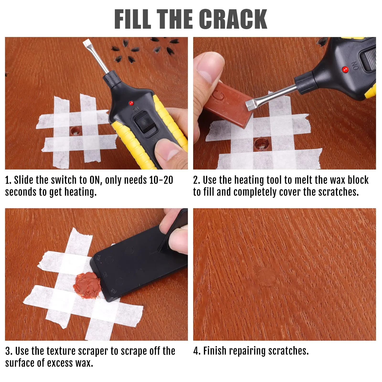 Touch up Wood Scratches with 11 Colors Repair Wax Sticks