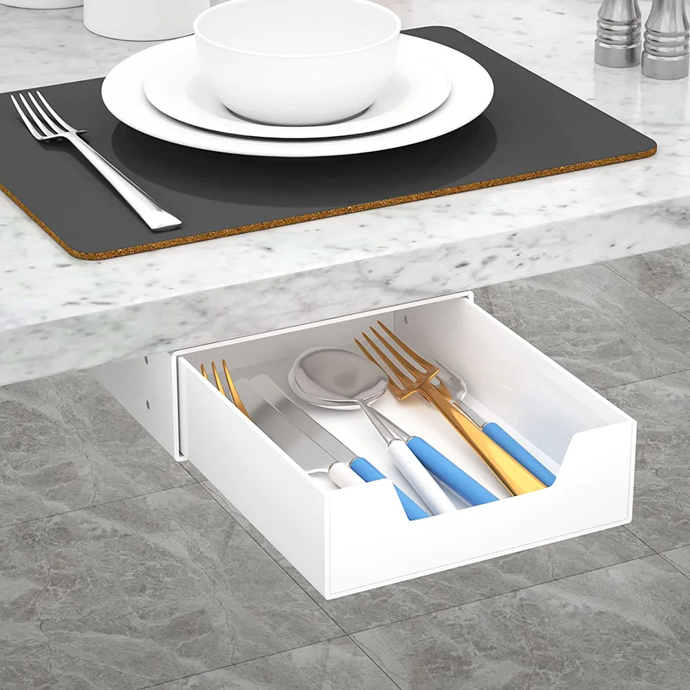 Clear Acrylic Slide Out Table Adhesive Drawer Organizer Hanging Desk ...