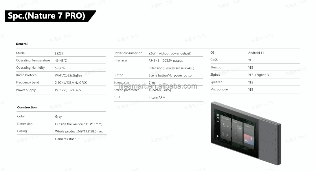 Nature 7 PRO Smart Home Lifesmart - Wi-Fi & 7 Inch Screen