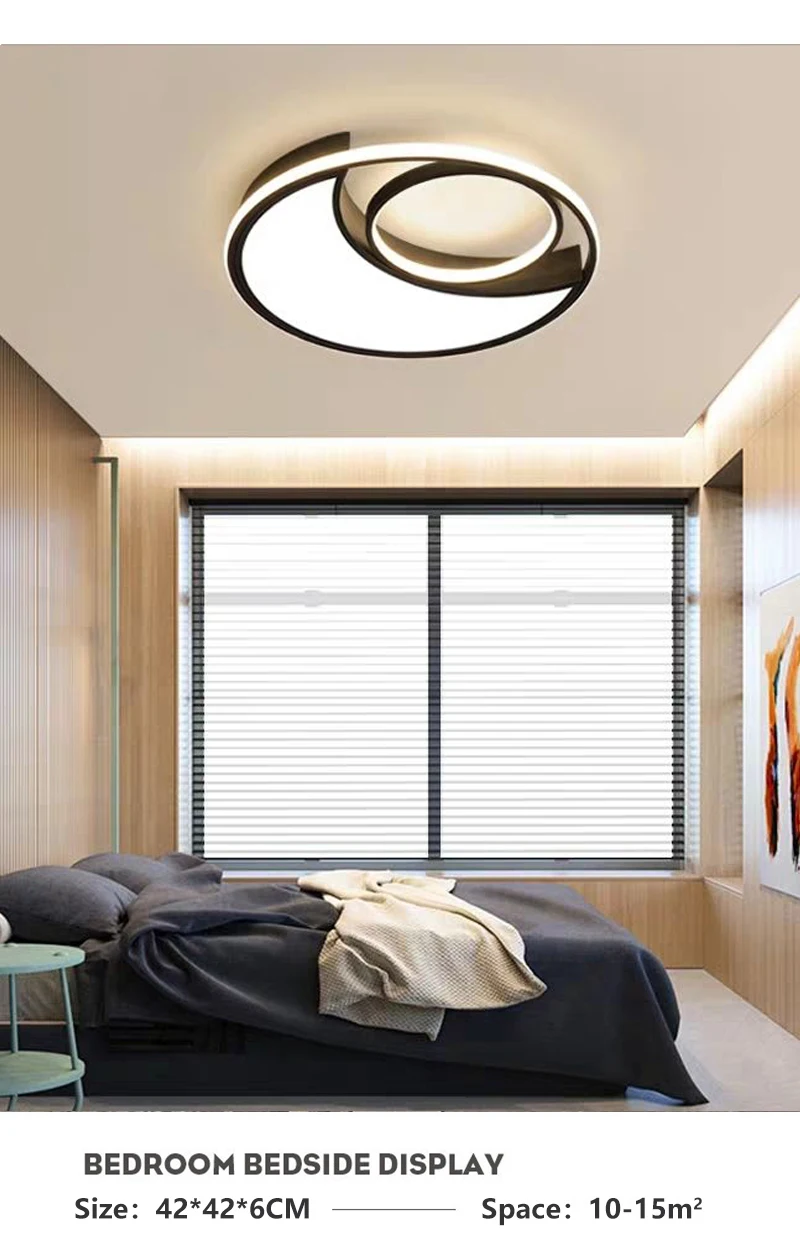Moon Acrylic Simple Black Ceiling Lights For Bedroom Saloon Decorative ...
