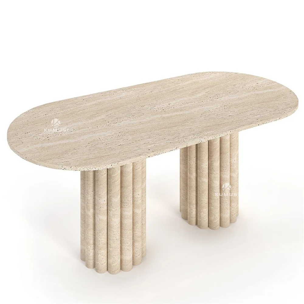 Roman Column Legs Travertine Dining Table for 6-8 People| Alibaba.com