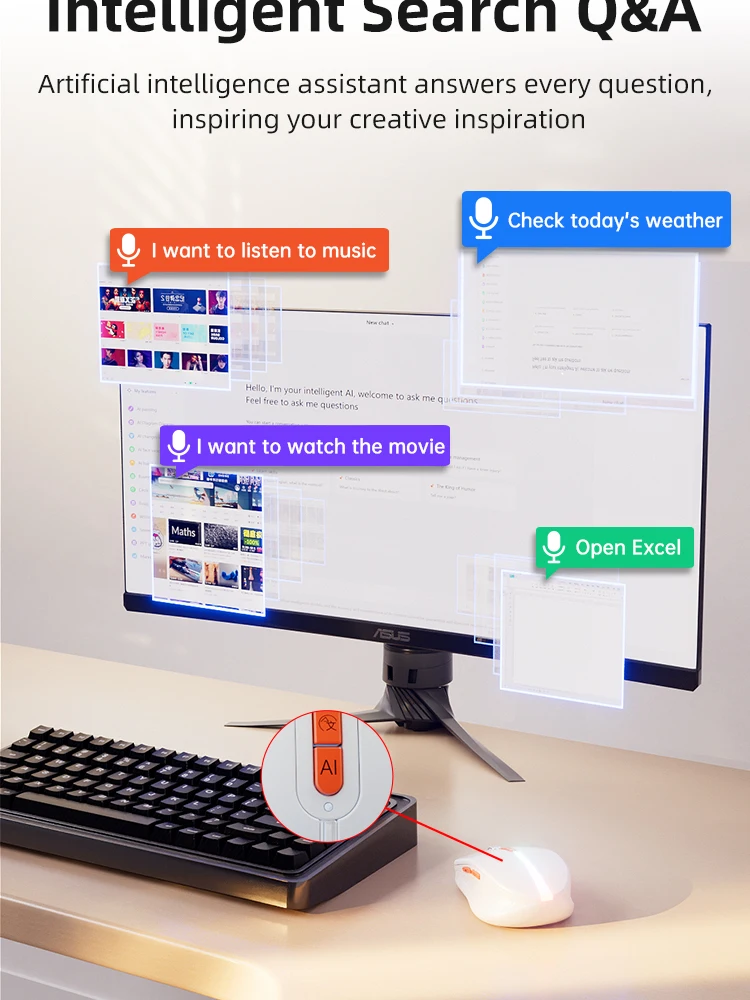 Ai Mouse with Voice Typing Ergonomic Wireless bluetooth Computer Magic ...