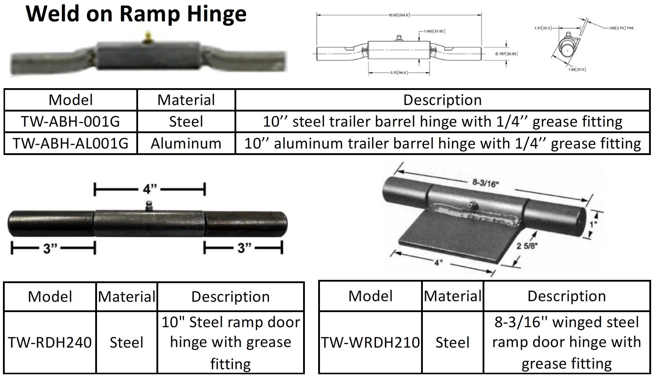 Industrial Hinge for Gate - 2 Open Wings - Durable & Adjustable