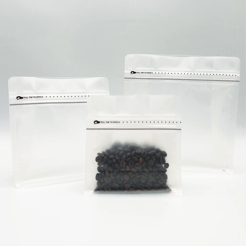 Transparent Coffee Packaging Pouches - 250g Beans Bag
